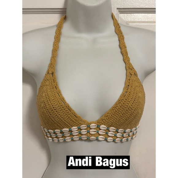 Andi Bagus | Tops | Andi Bagus Cotton Hand Made Crochet Halter Top With Beads And Shells Os ...